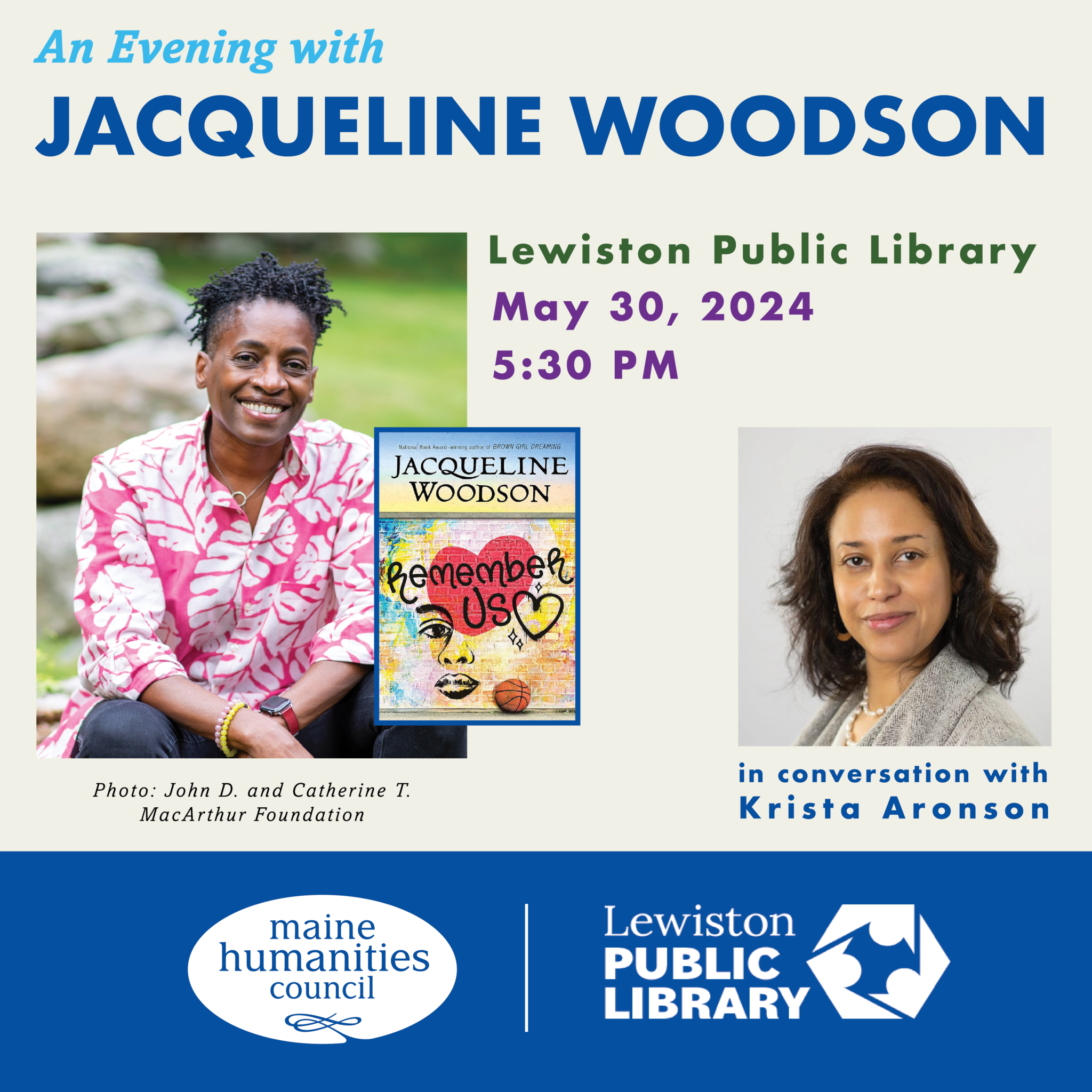 An Evening with Jacqueline Woodson (May) // Lewiston Public Library, Maine