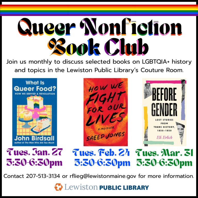 Queer Nonfiction Book Club // Lewiston Public Library, Maine